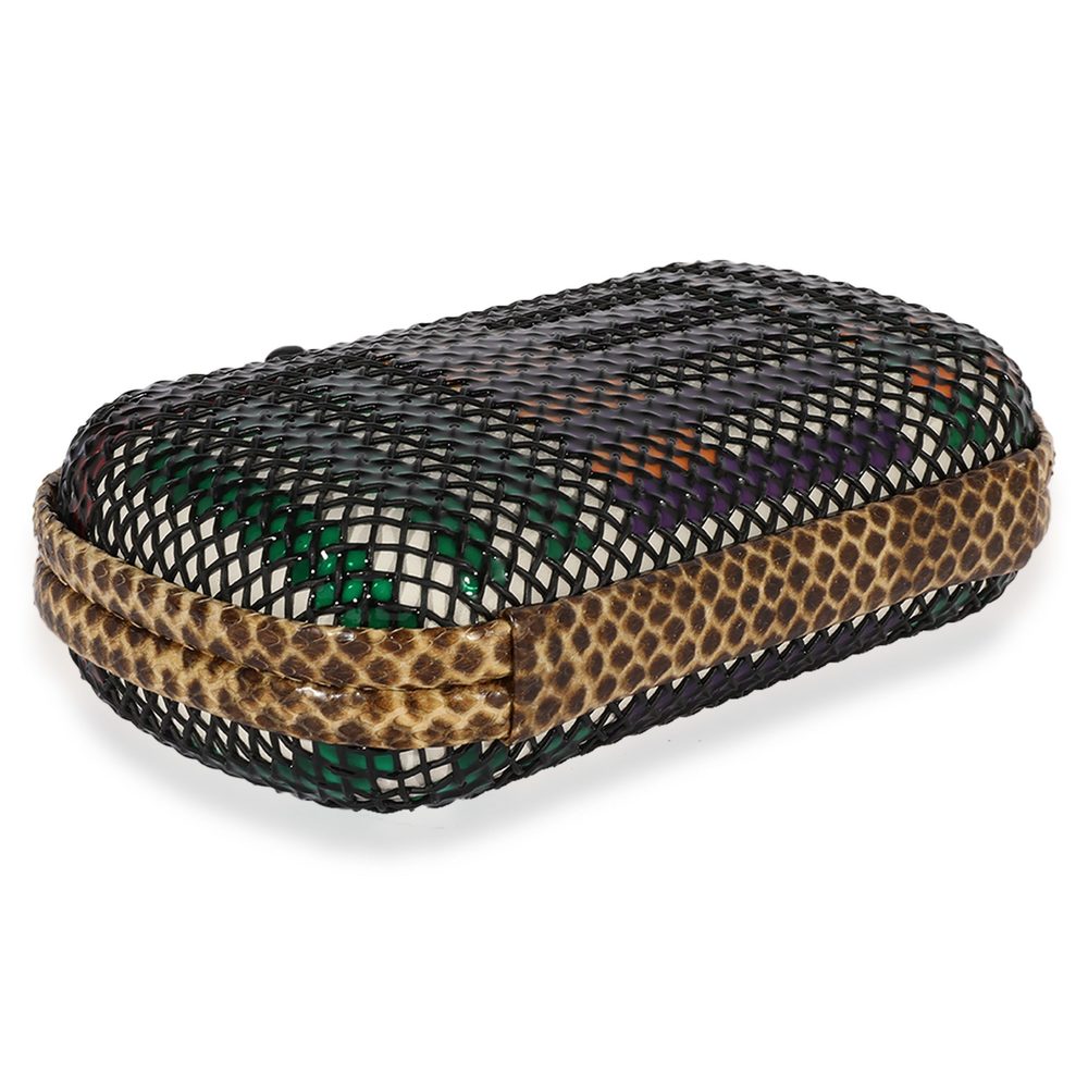 Bottega Veneta Multicolor Metal Mesh & Python Knot Cl… - Gem